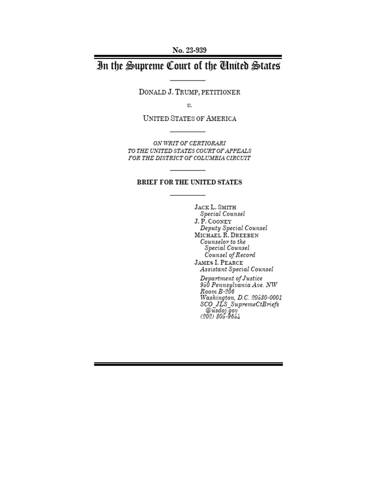 United States v. Trump Final For Filing | PDF | Presidents Of The ...