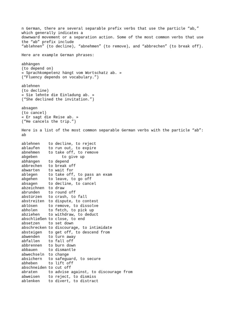 Prefix Verbs | PDF | Morphology | Syntax
