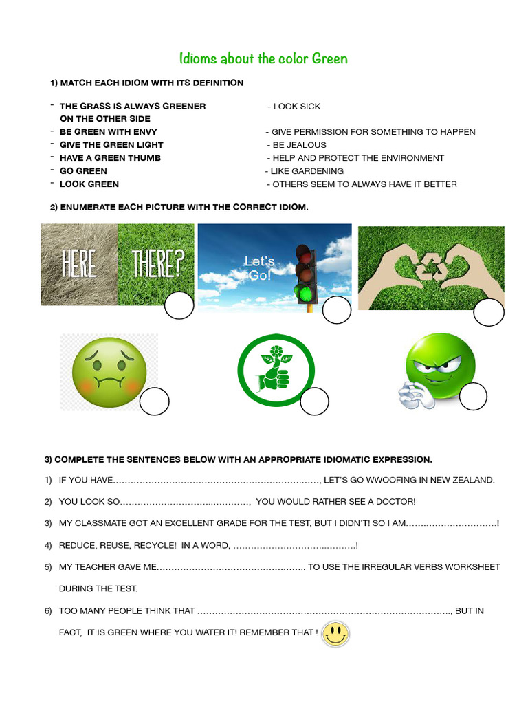 Green Color Idioms and Their Meanings | PDF