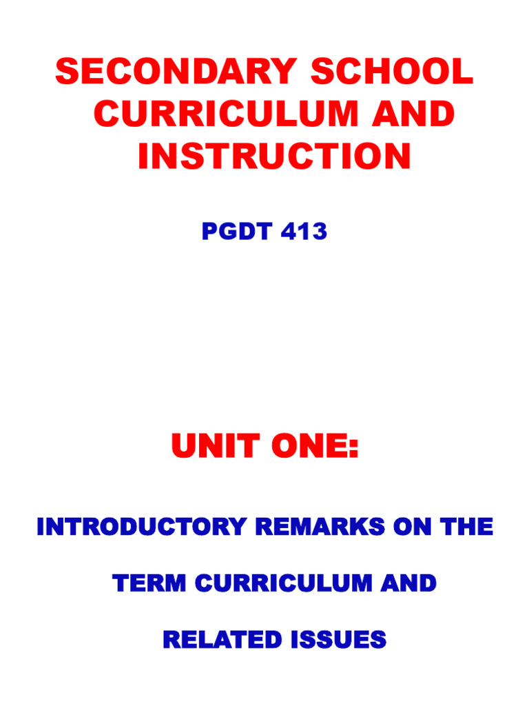 Curriculum (PGDT413) PPT - CHAPTER 1-5 | PDF | Curriculum | Learning