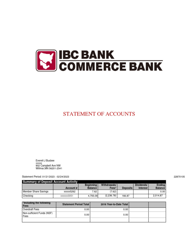 Ibc Statement | PDF | Credit History | Interest