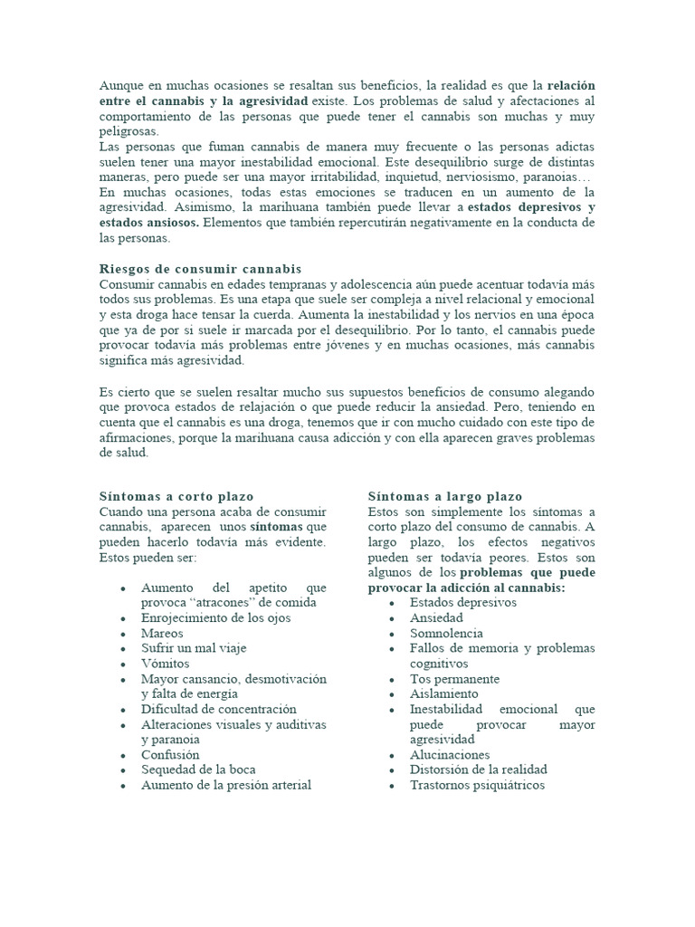 Cannabis | PDF | Cannabis (Droga) | Ansiedad