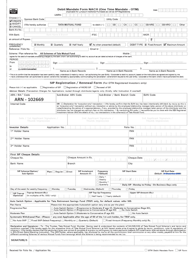Tata Nach Form | Download Free PDF | Cheque | Debit Card