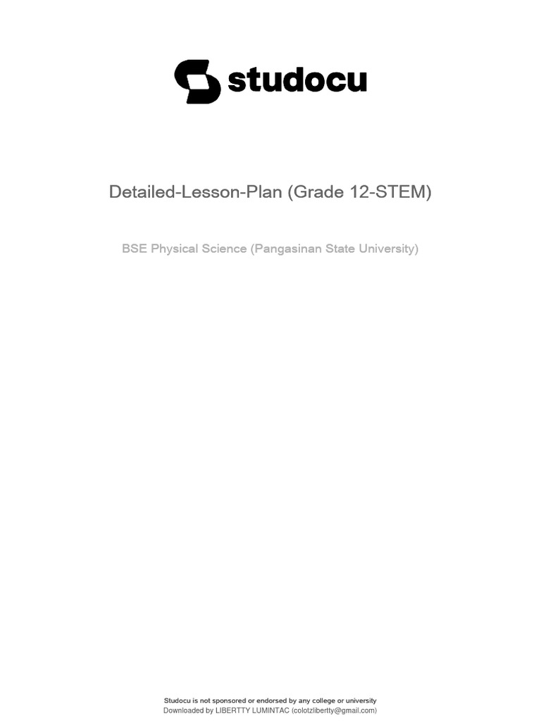 Detailed Lesson Plan Grade 12 Stem | PDF | Homology (Biology ...