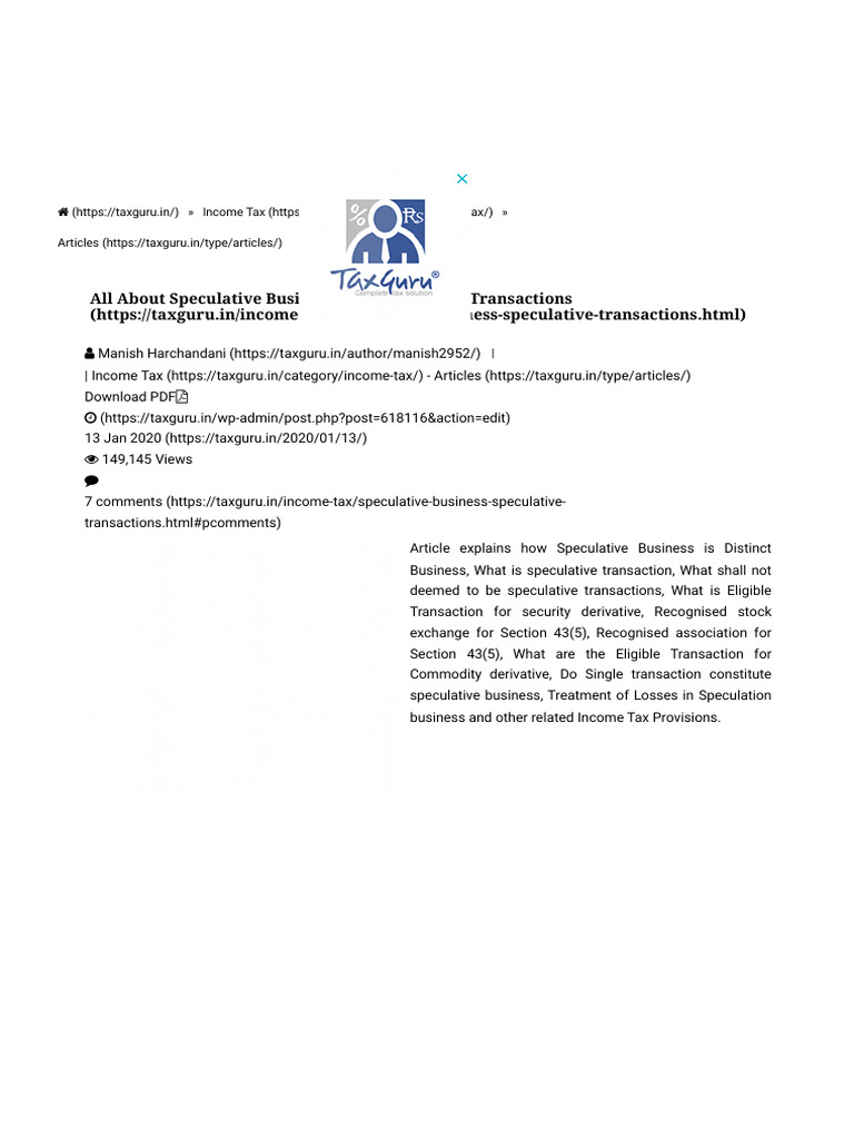 All About Speculative Business and Speculative Tra | PDF | Stocks ...