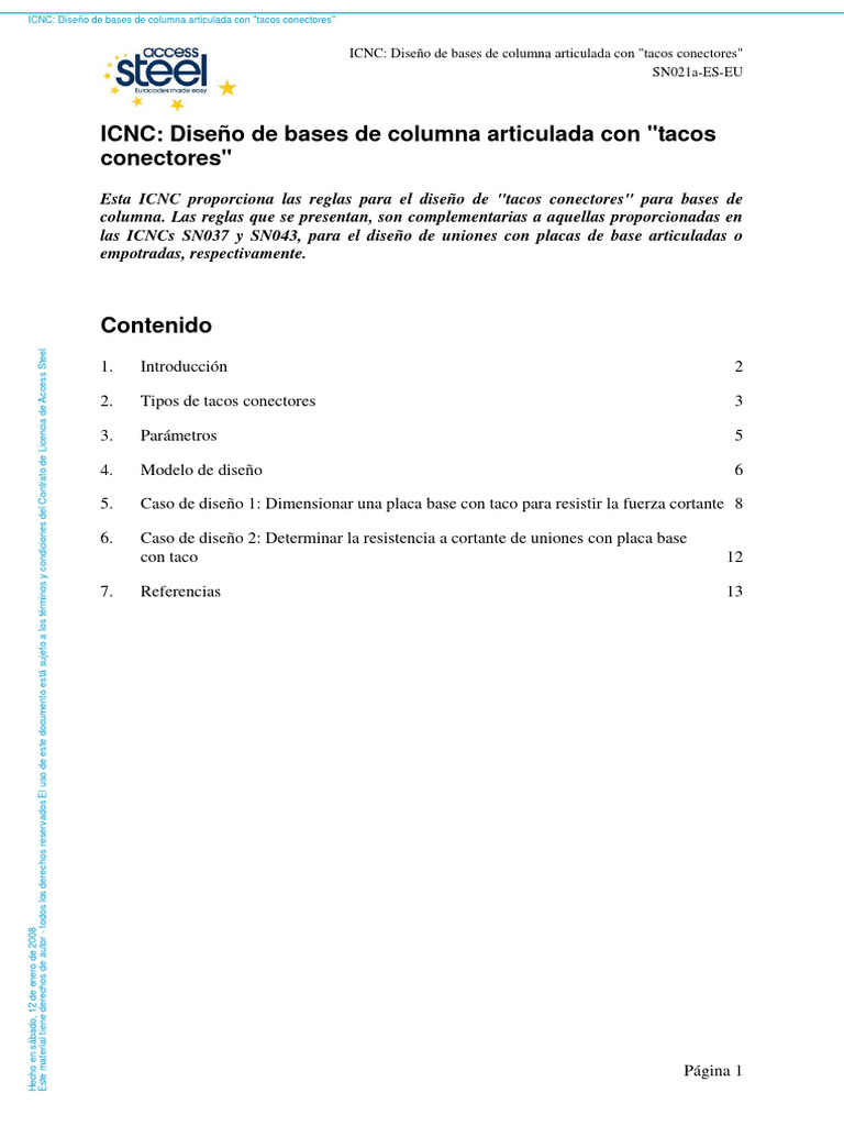 Diseño de Bases de Columna Articulada Con Tacos Conectores | PDF ...