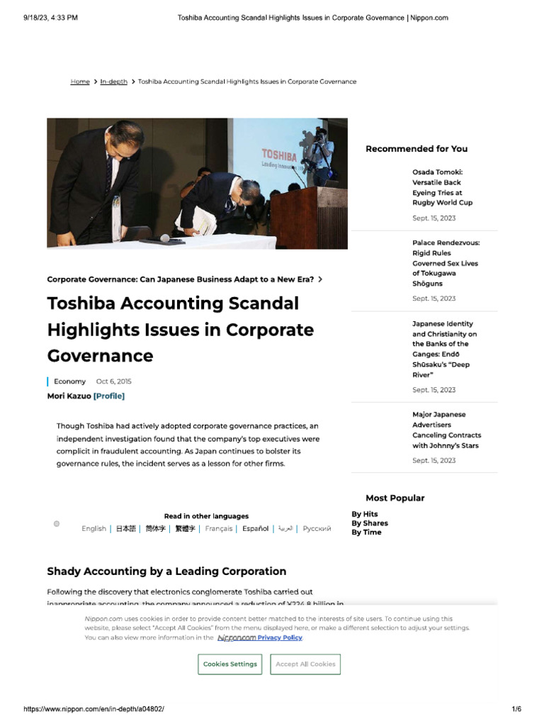 Toshiba Accounting Scandal | PDF