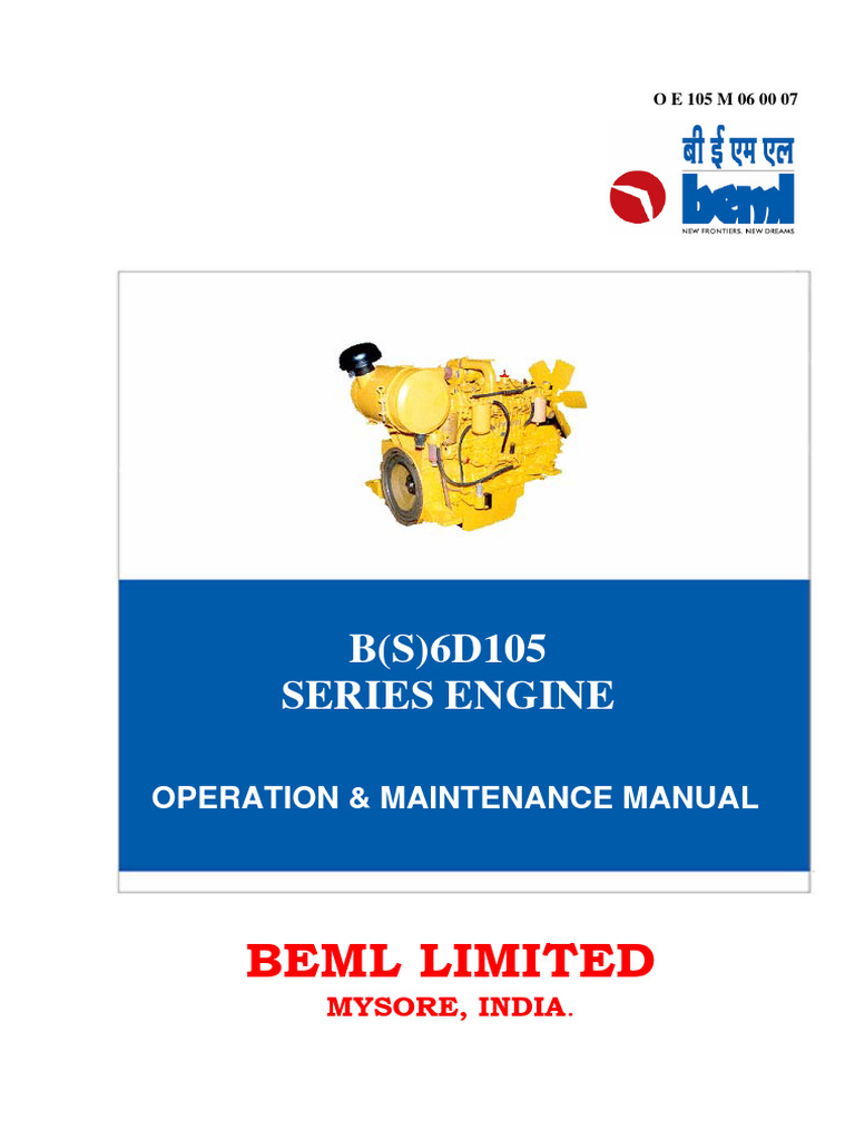 BEML B(S)6D105 Engine Manual | PDF | Mechanical Engineering | Engines