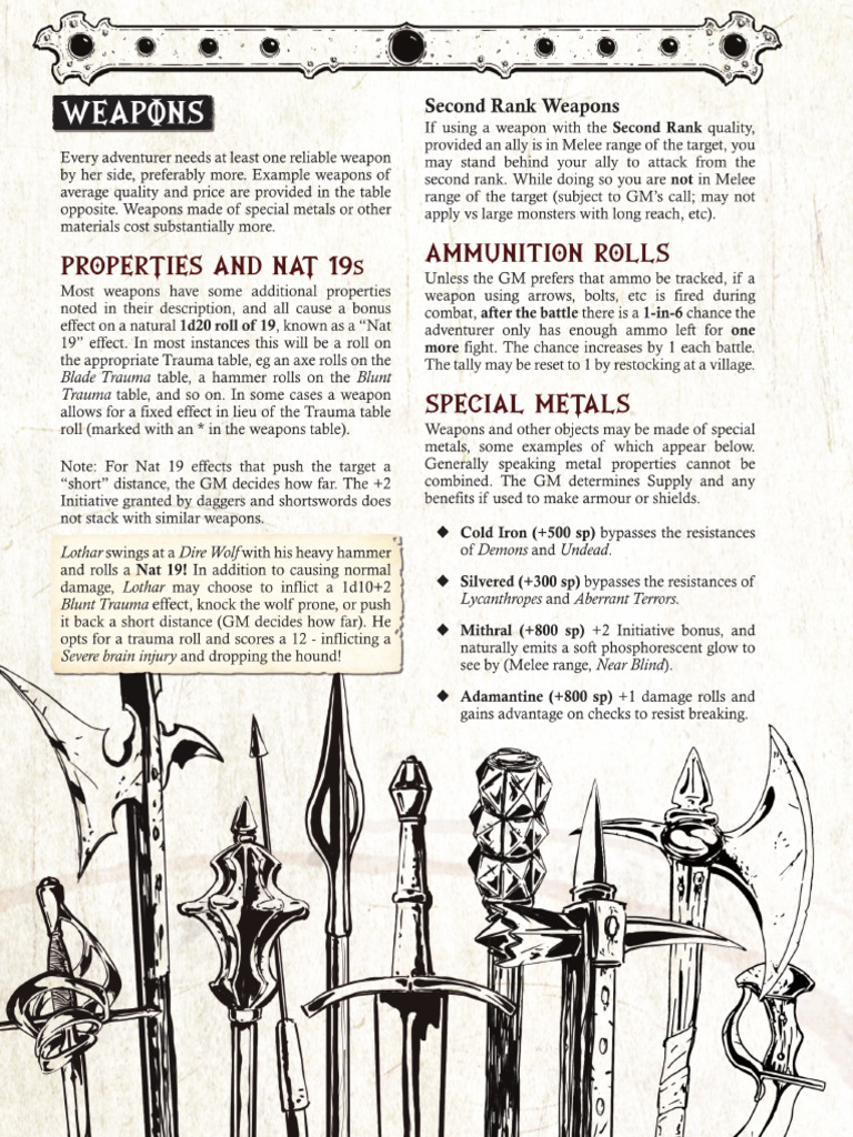 Weapons & Trauma Tables | PDF