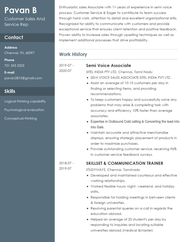 Pavan B Resume 2 | PDF | Cognition | Business