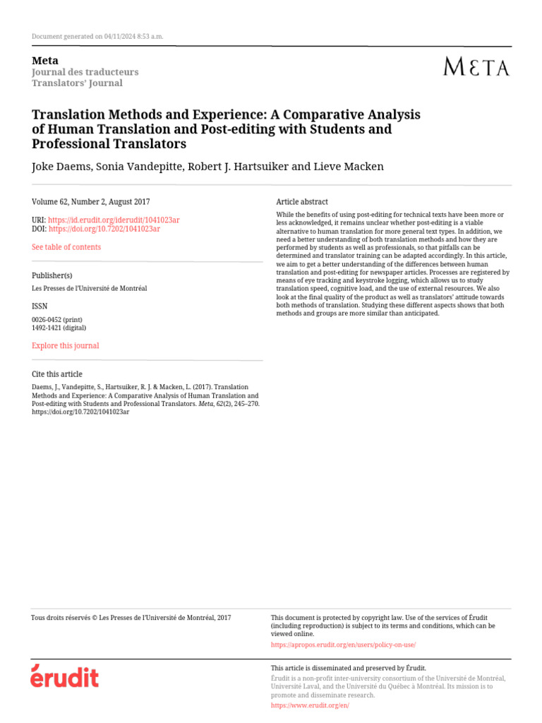 Translation Methods and Experience... | PDF | Akaike Information Criterion | Dependent And ...