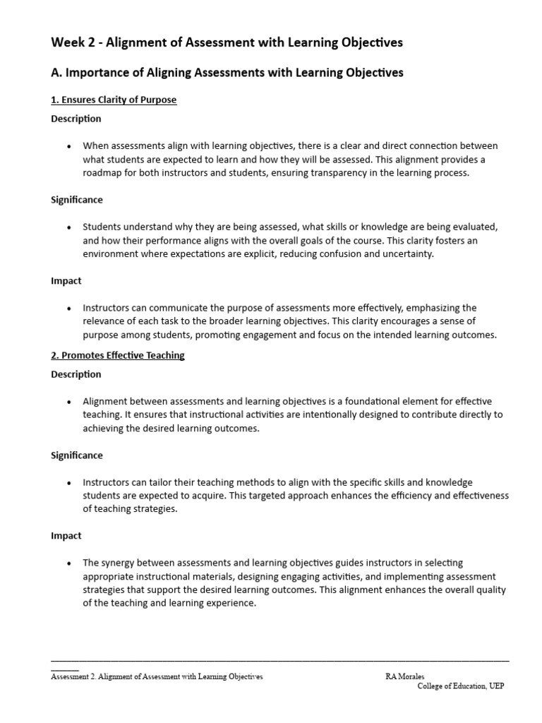 Aligning Assessments with Learning Goals | PDF | Learning | Educational ...