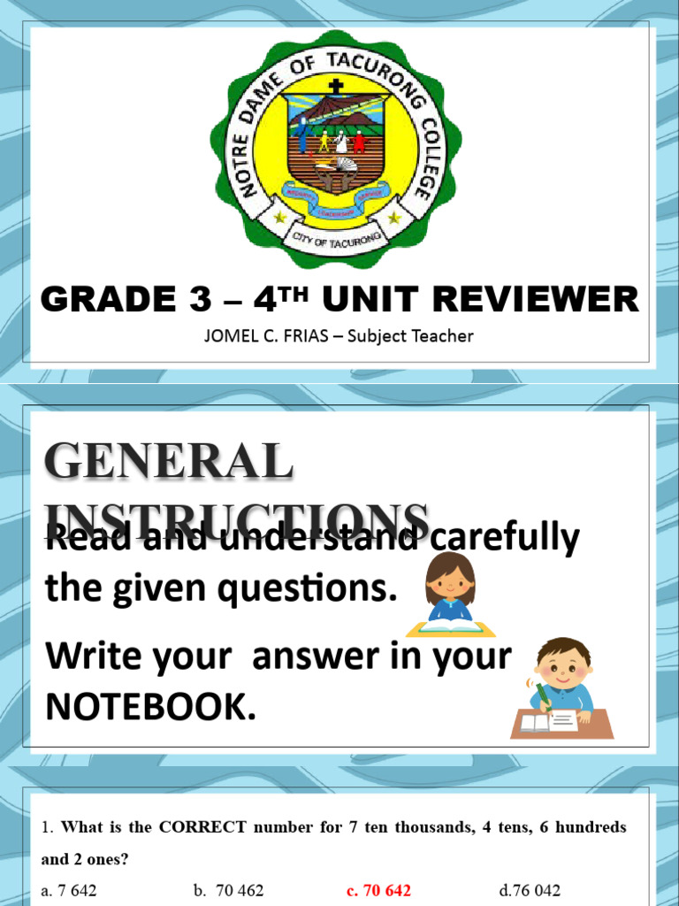 GRADE 3 - Unit Test Reviewer | PDF