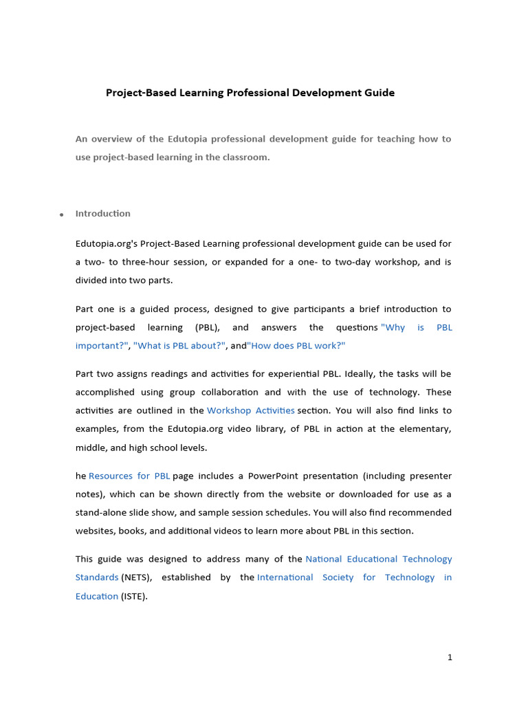 The Nine Steps of Project-Based Learning | PDF | Project Based Learning ...