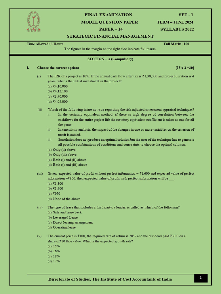 Paper14 Set1 | PDF | Swap (Finance) | Mutual Funds
