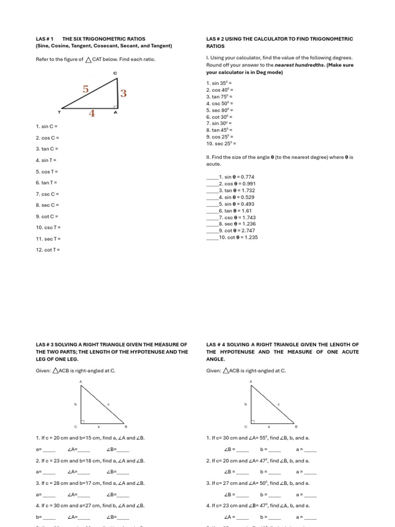LAS Fourth Quarter | Download Free PDF | Trigonometric Functions | Elementary Geometry