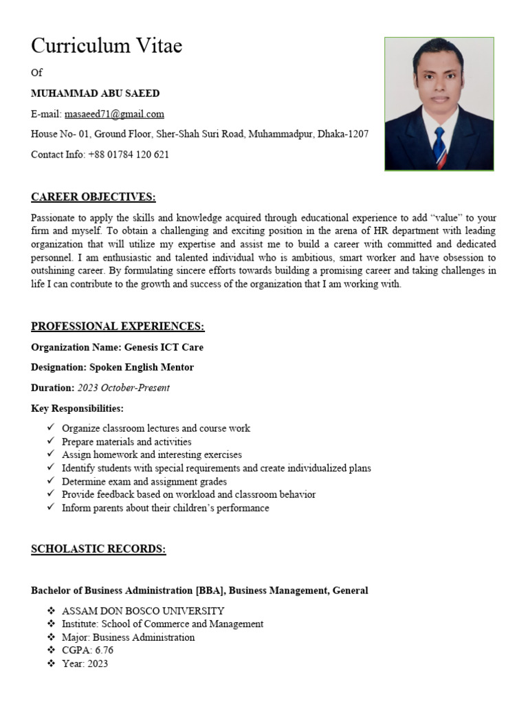 CV of Saeed 11032024 | PDF