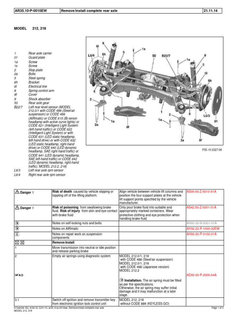 MODEL 212, 218 Install Complete Rear Axle | PDF | Axle | Transportation Engineering