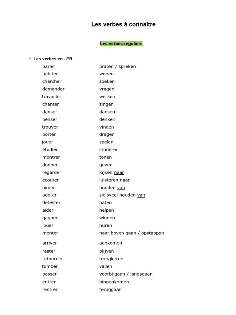 Les Verbes Réguliers: Théorie | PDF