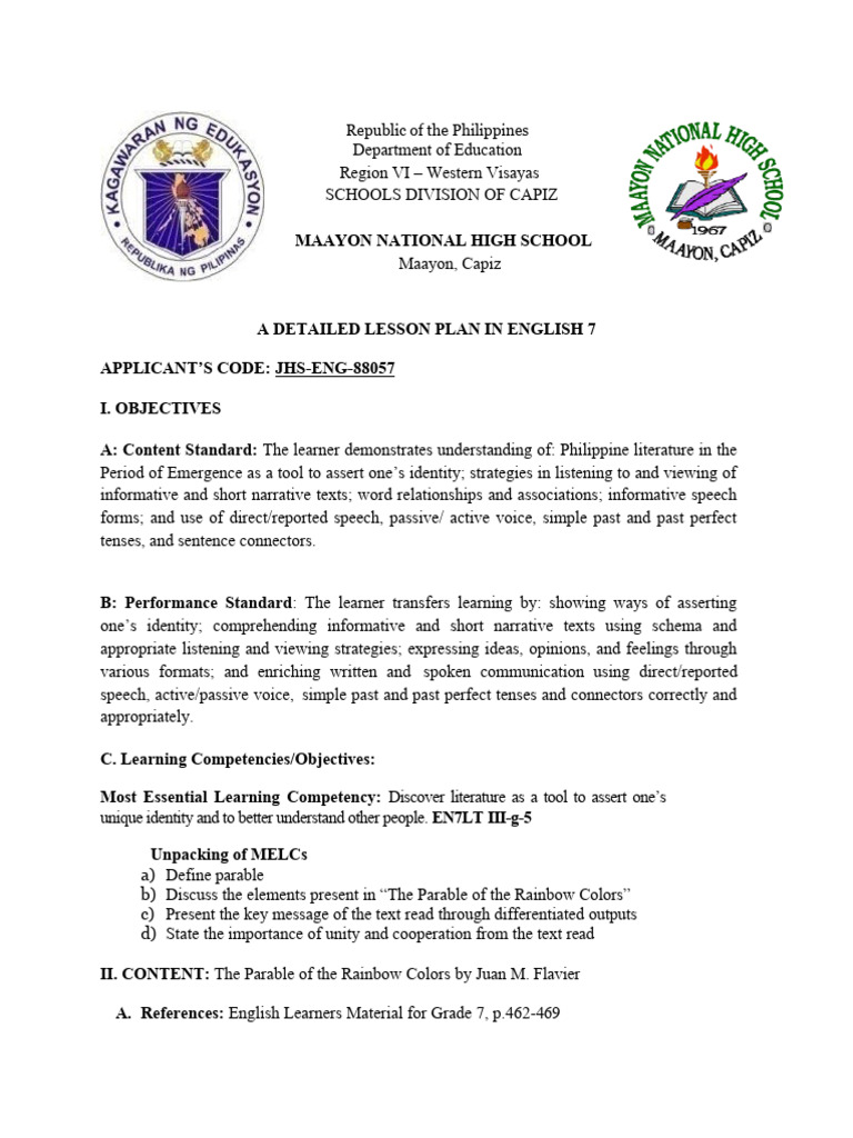 LP - JHS - AGUSAN | PDF | Rainbow | Learning