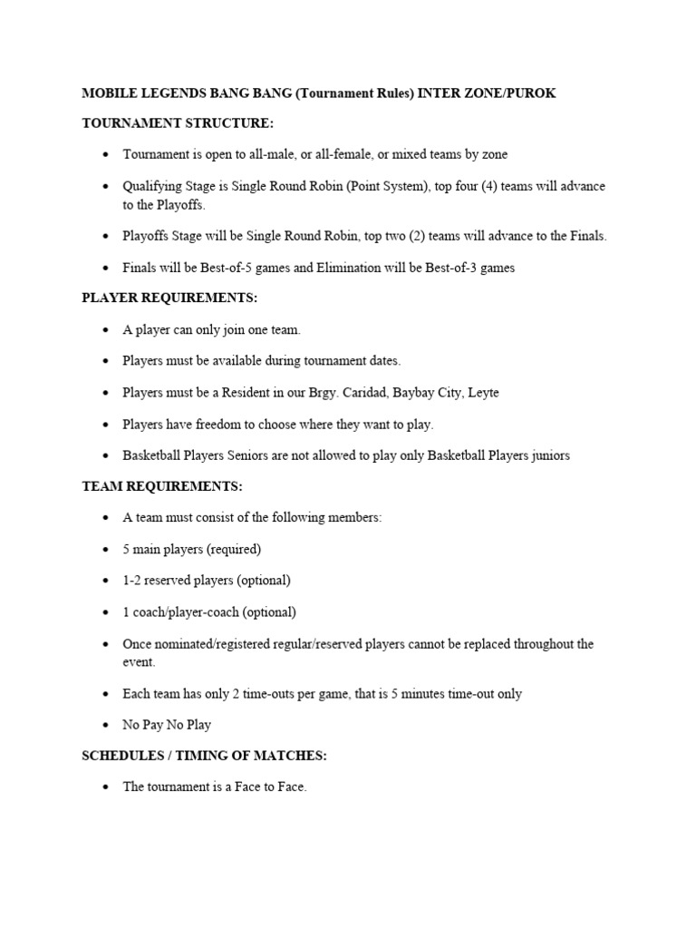 MOBILE LEGENDS RULES WPS Office | PDF | Tournament | Entertainment