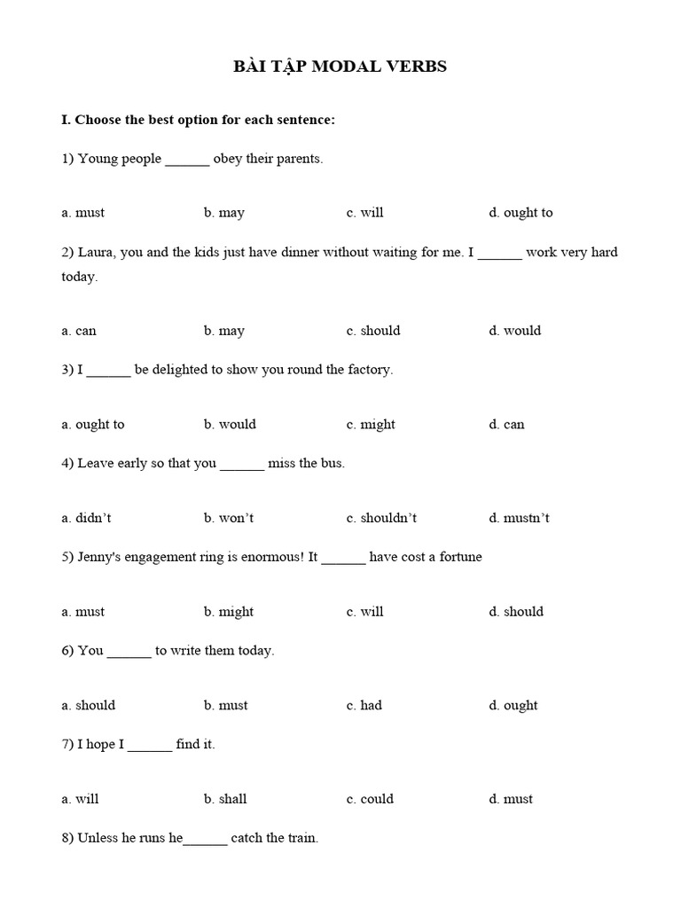Bai Tap Ve Modal Verbs | PDF