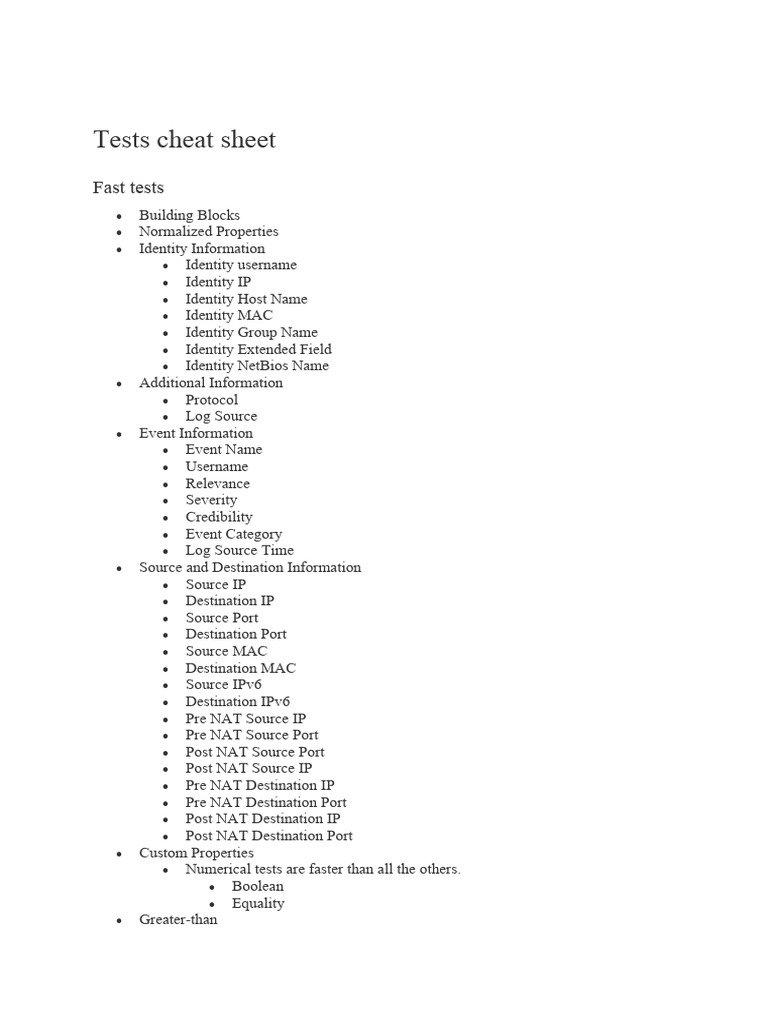 Qradar Test Cheat Sheet | PDF