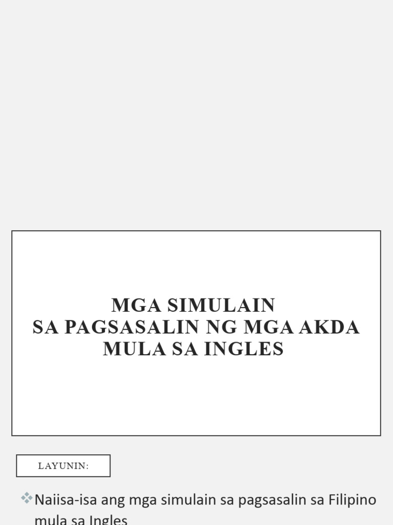 Mga Simulain Sa Pagsasalin Sa Filipino Mula Sa Ingles | PDF