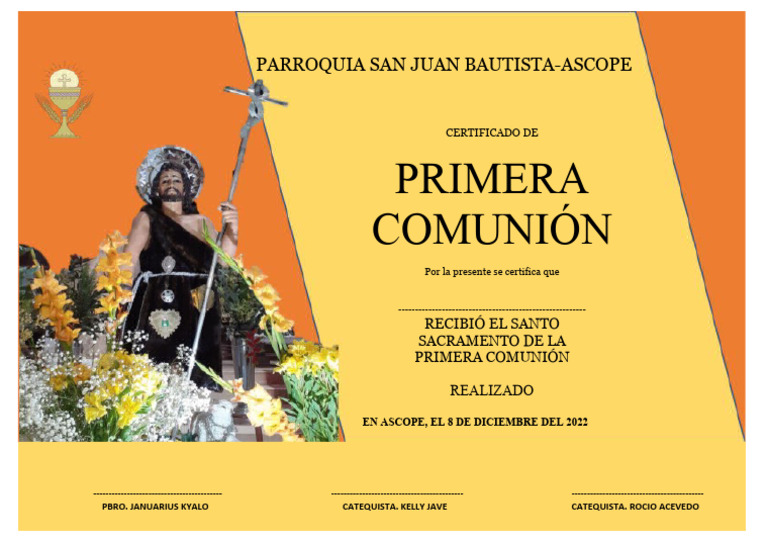 Certificado de Primera Comunión | PDF