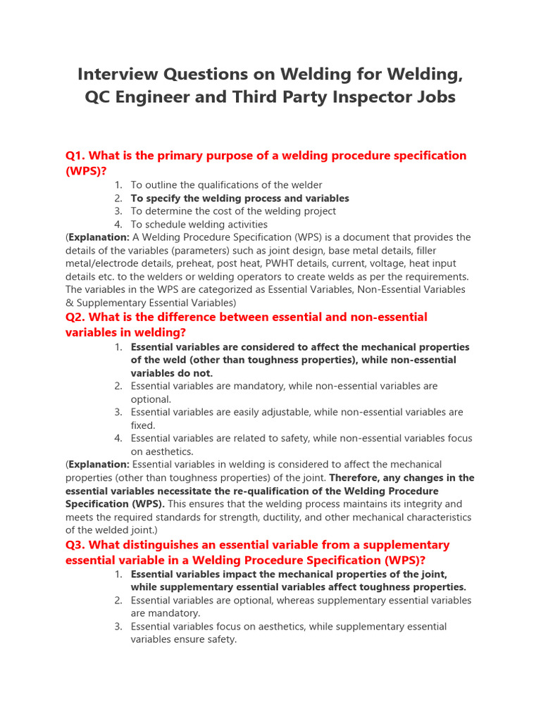 Welding Interview Questions Guide | PDF | Welding | Construction