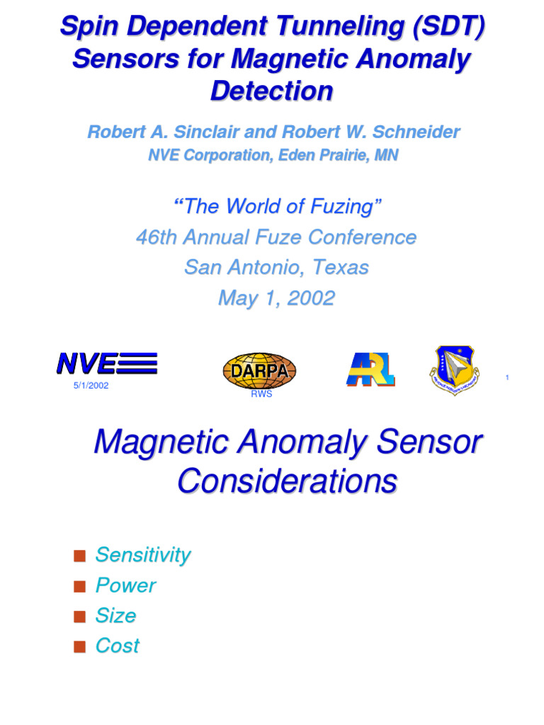 Spin Dependent Tunneling Sdt Sensors For Magnetic Anomaly Detection Pdf Inductor