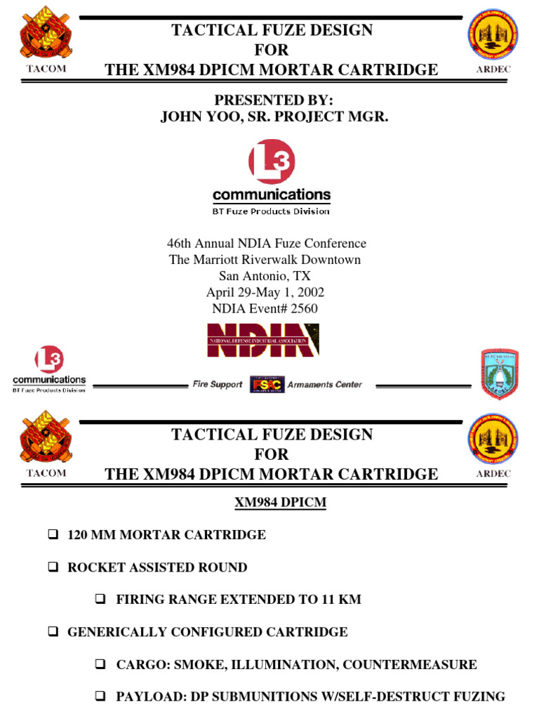 Tactical Fuze Design For The XM984 DPICM Mortar Cartridge | PDF | Fuze ...