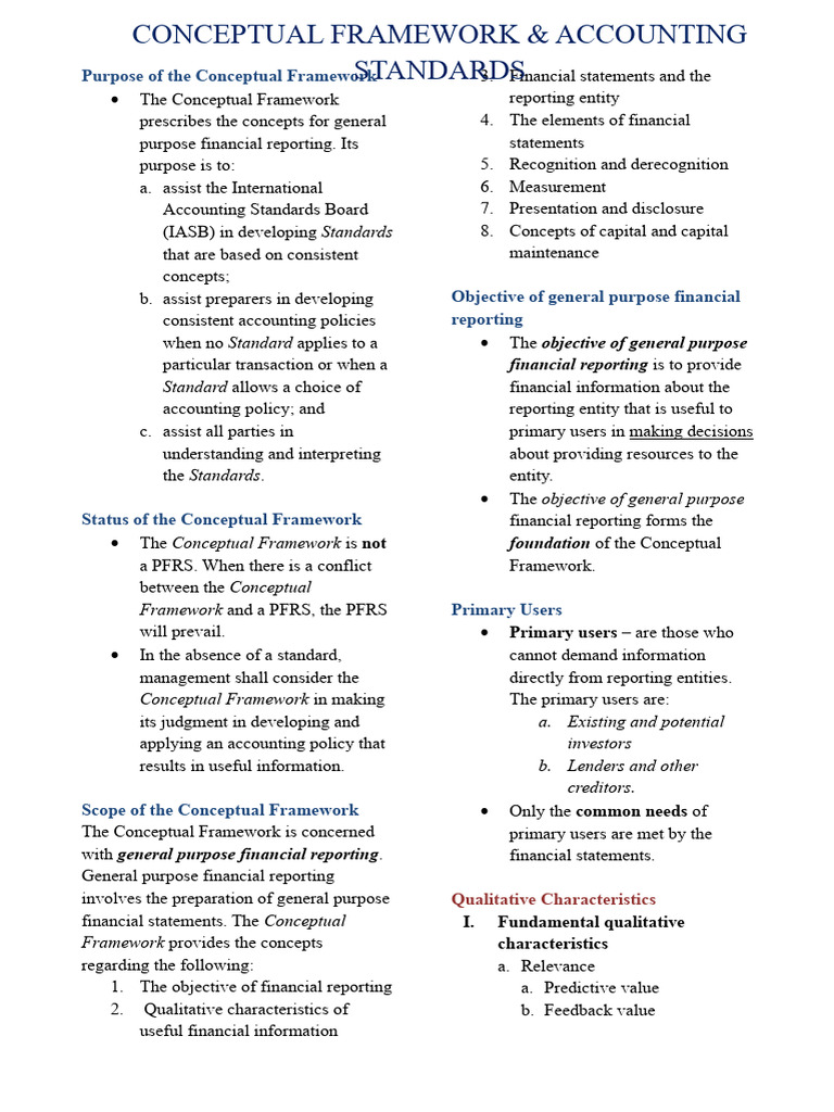 Purpose of The Conceptual Framework | PDF | Historical Cost | Fair Value