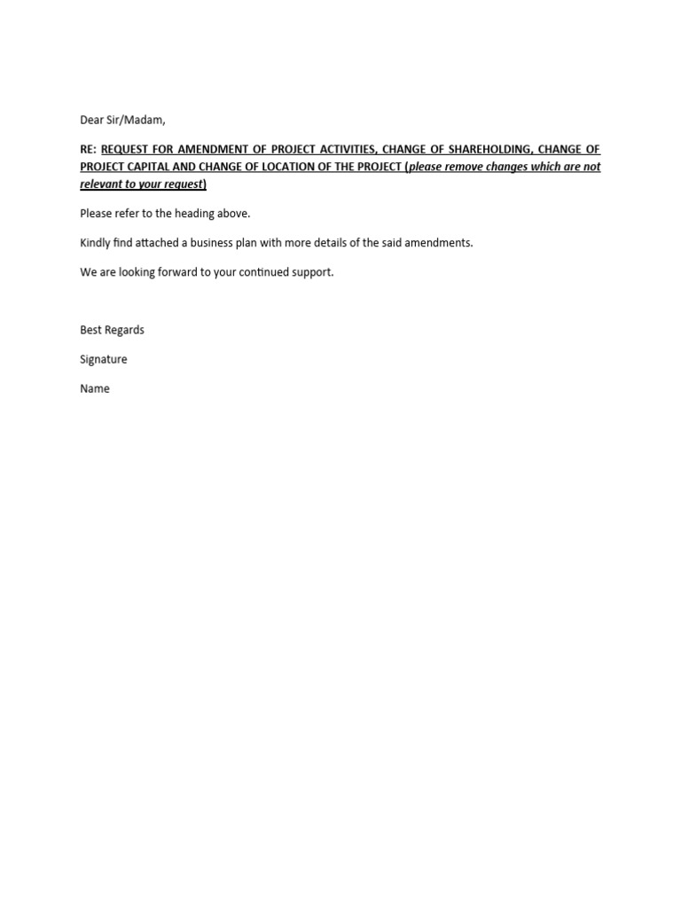 Amendment Request Letter2 | PDF