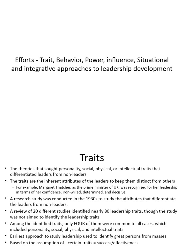 Efforts - Trait, Behavior, Power, Influence, Situational and ...