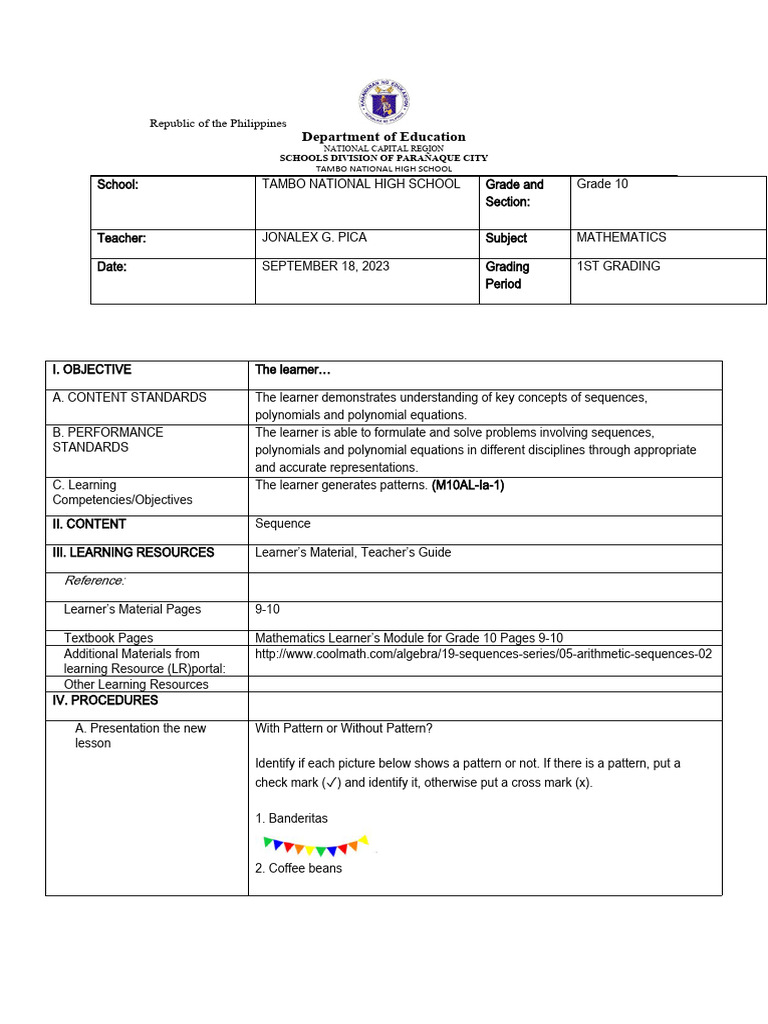 Day 1-Sequence | PDF | Sequence | Learning