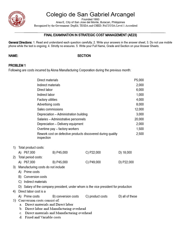 Finals in AE23 First Sem 2324 | PDF | Cost Of Goods Sold | Accounting