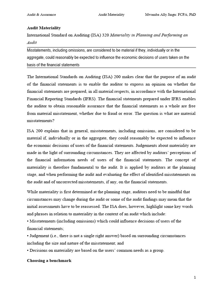 Audit Materiality | PDF | Audit | Business