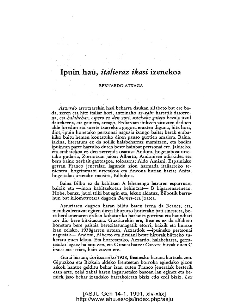 Atxaga - Ipuin Hau Italieraz Ikasi Izenekoa | PDF