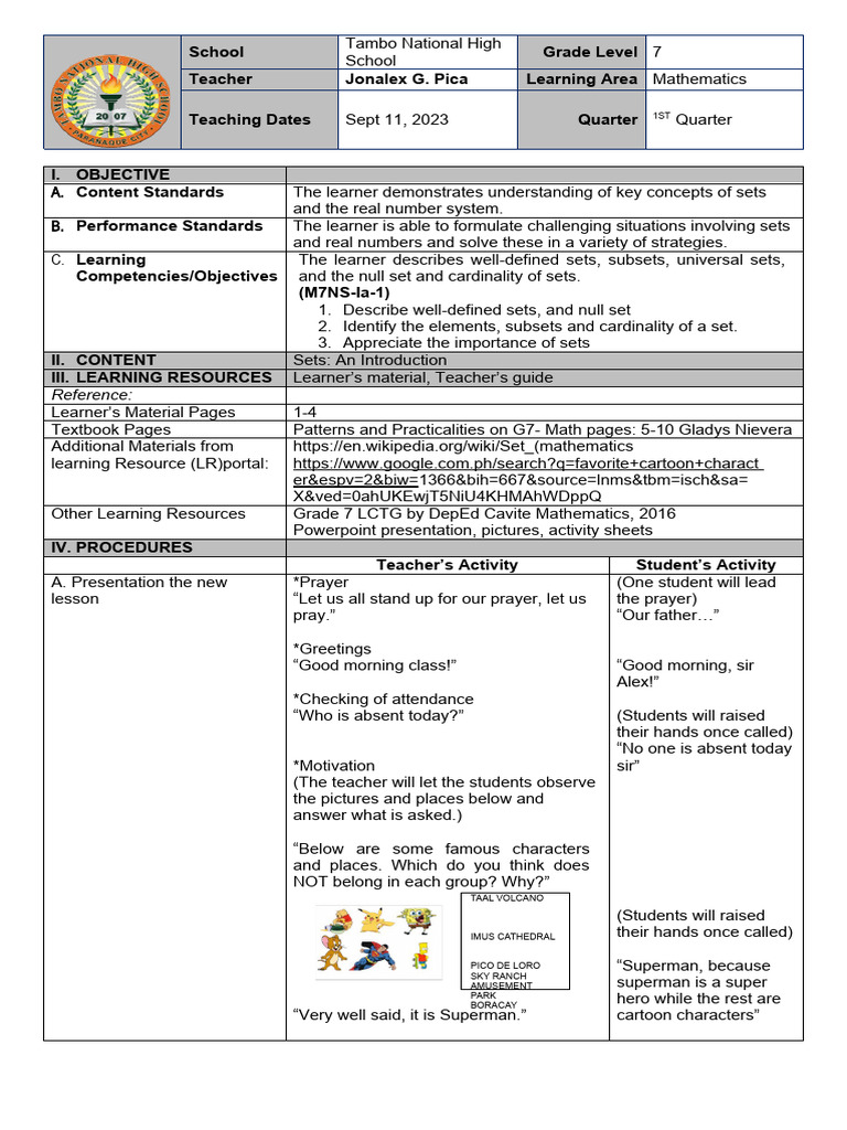 Day 1 - Set Inroduction | PDF | Empty Set | Set (Mathematics)