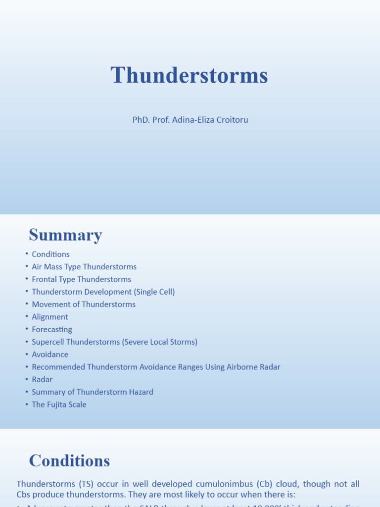 MetAeronautica Curs14 Thunderstorms | PDF | Thunderstorm | Tornadoes