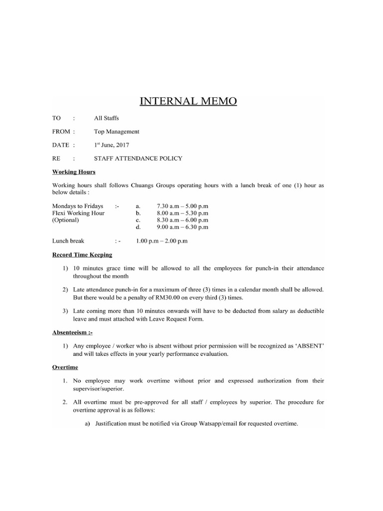 Memo Attendance Policy 1 2048 | PDF