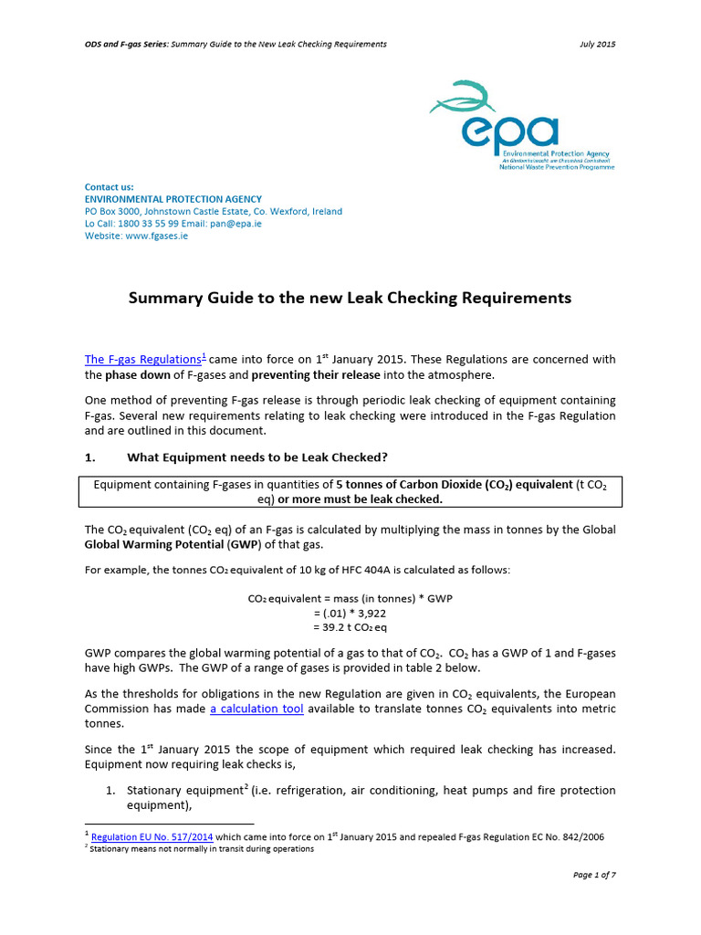 Summary Guide to the new Leak Checking Requirements V1.1 | PDF | Gases | Atmosphere