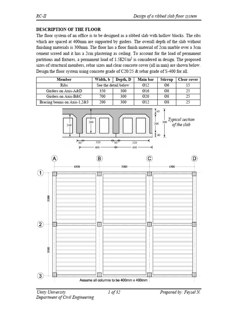 Ribbed Slab Example | PDF | Structural Load | Architectural Elements