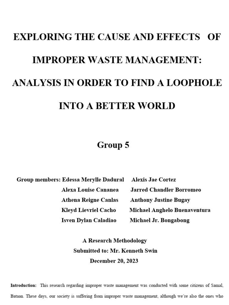 Exploring The Cause and Effects of Improper Waste Management | PDF ...