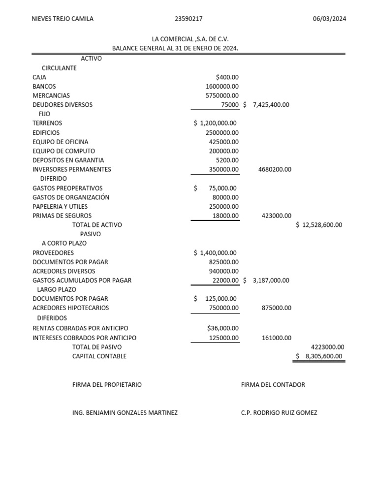 BALANCE GENERAL EN FORMA DE REPORTE | PDF | Hoja de balance | Contabilidad