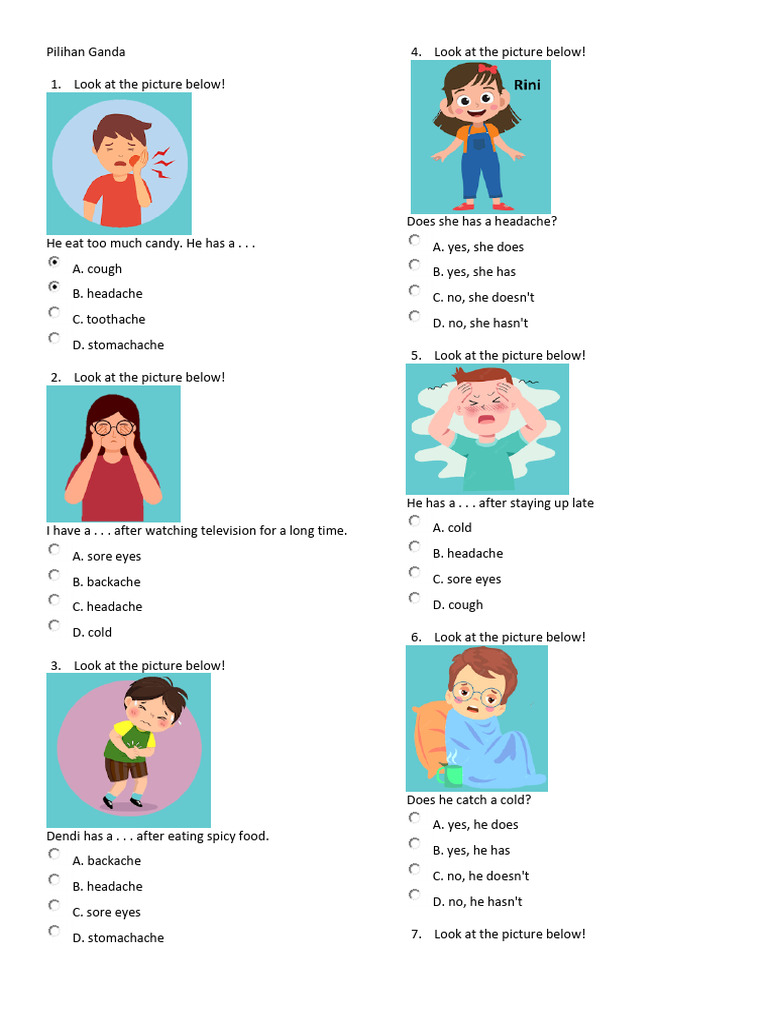 Kelas 5 Latihan Soal 4 Bahasa Inggris | PDF | Diseases And Disorders ...