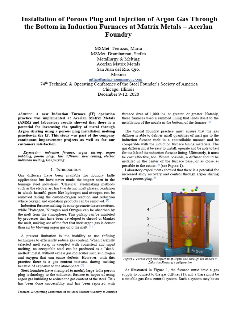 Gas Purging Induction Furnace | PDF | Steelmaking | Foundry