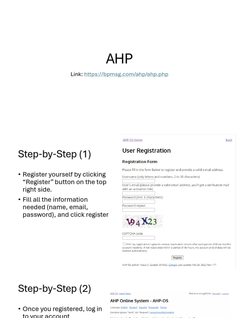 AHP Registration and Project Setup Guide | PDF | Business