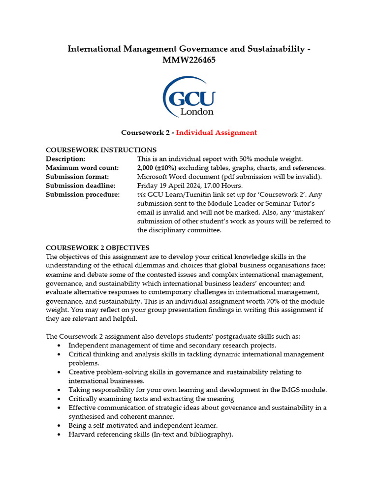 IMGS Individual CW2 - 2024 | PDF | Knowledge | Governance
